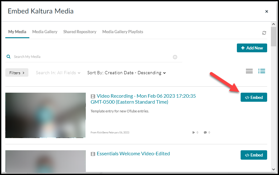 Submitting Kaltura Content | Wilmington University